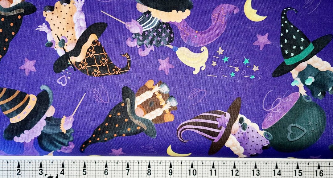 Benartex Fabrics Hocus Pocus Gnome on Purple 12796-66 Fabric by the ...