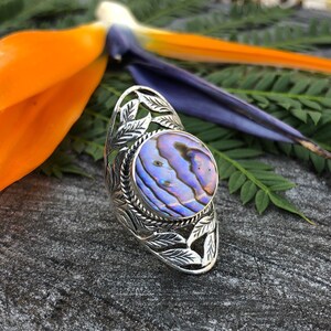 Blue Shell Multicolour Boho Large Ring, Sterling Silver Jewelry, Blue ...