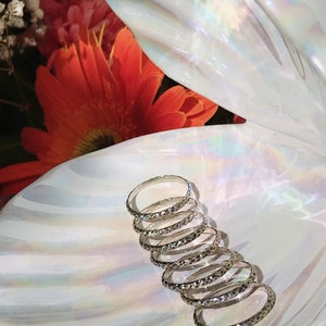 Sterling Silver Multiple Rings, 7 Minimalist Silver Rings, Elegant ...