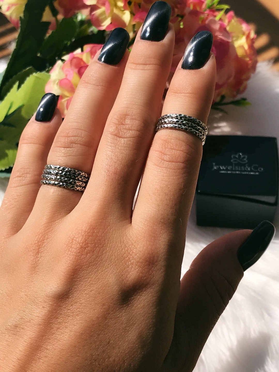 Sterling Silver Multiple Rings, 7 Minimalist Silver Rings, Elegant ...