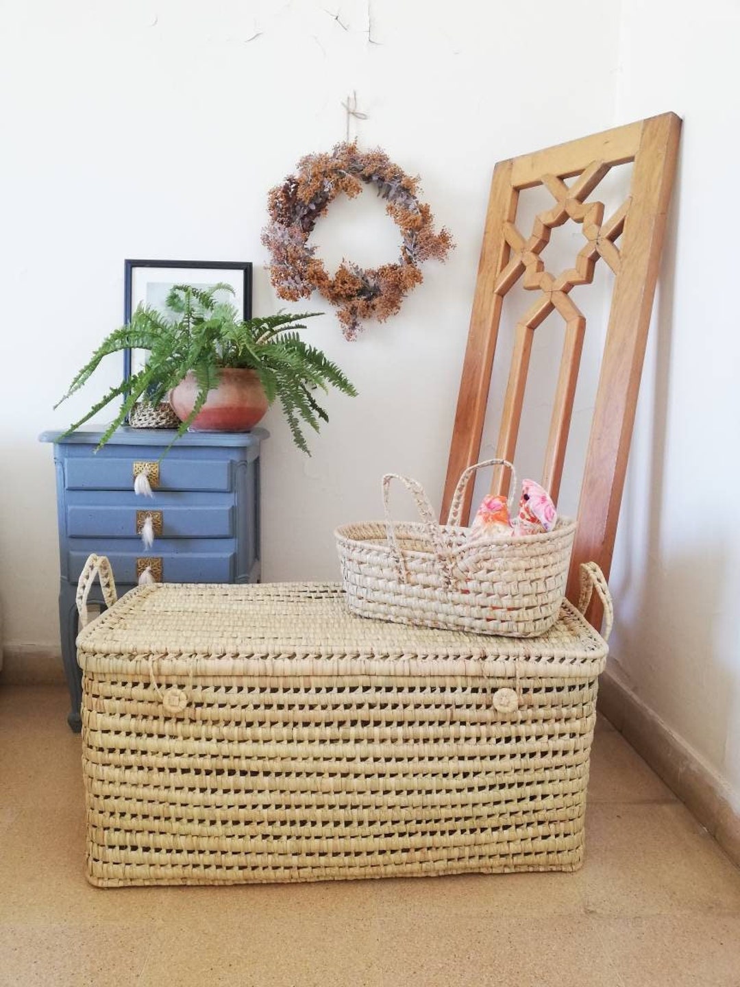 Large wicker toy chest store