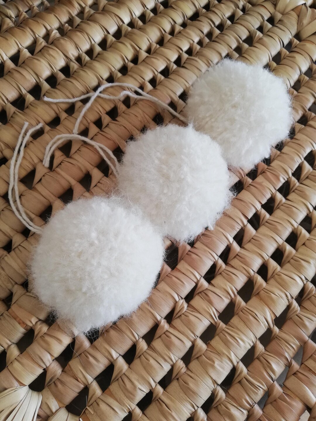 Pom Poms X 3 for Toy Storage Chest - Fluffy White Alpaca Wool Pompom - Etsy