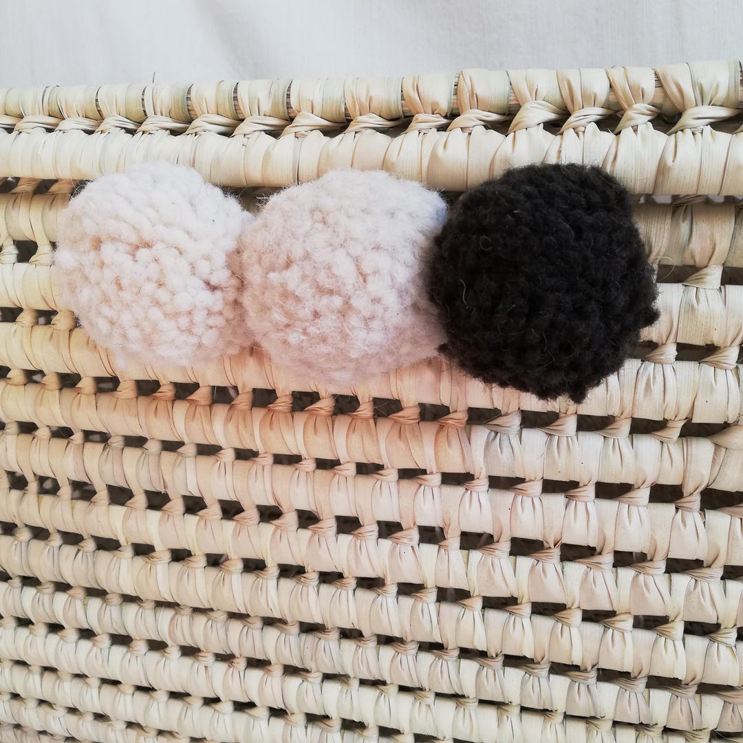 Pom Poms X 3 for Toy Storage Chest - Fluffy Off-white, Beige and Brown ...