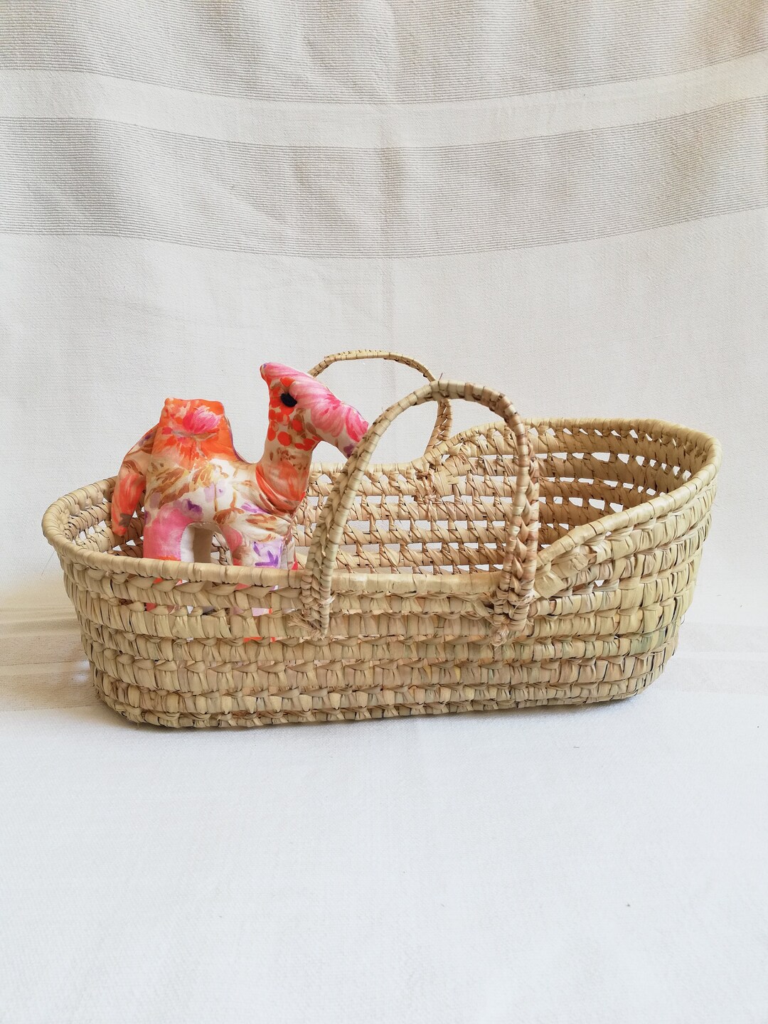 Wicker Doll Basket 20 Inches Doll Carrier Woven Doll Bed Basket Palm ...