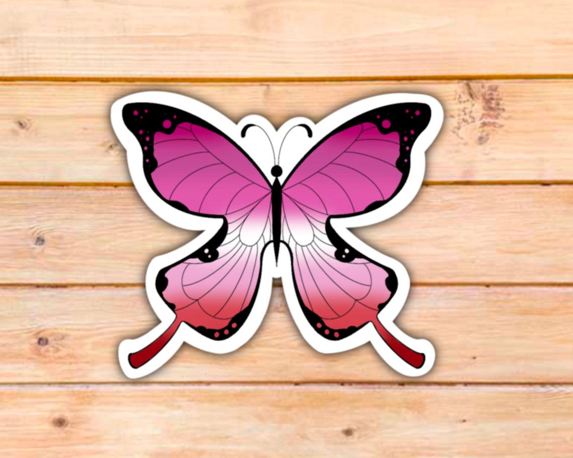 Lesbian Pride Butterfly Sticker Lgbt Lgbtqia Sticker Water Etsy