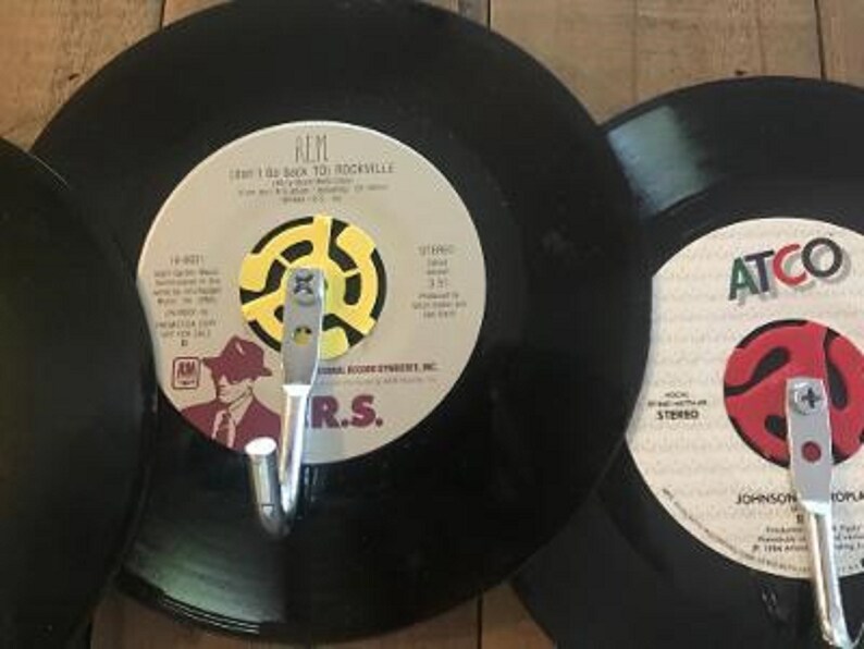 Upcycled 45 Record Rack Featuring Four 7" Vinyl Records With Heavy Duty ...