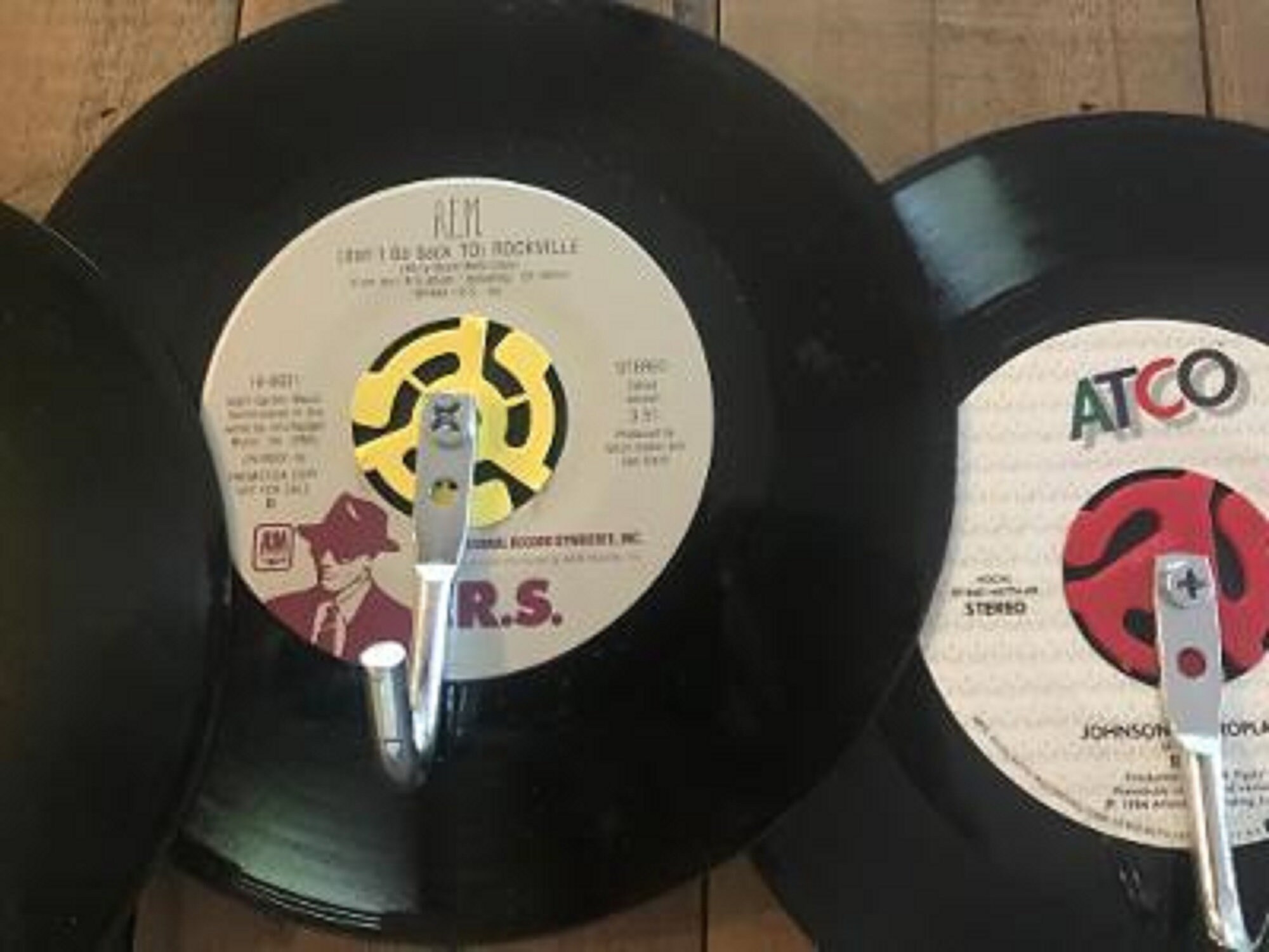 Upcycled 45 Record Rack Featuring Four 7" Vinyl Records With Heavy Duty ...