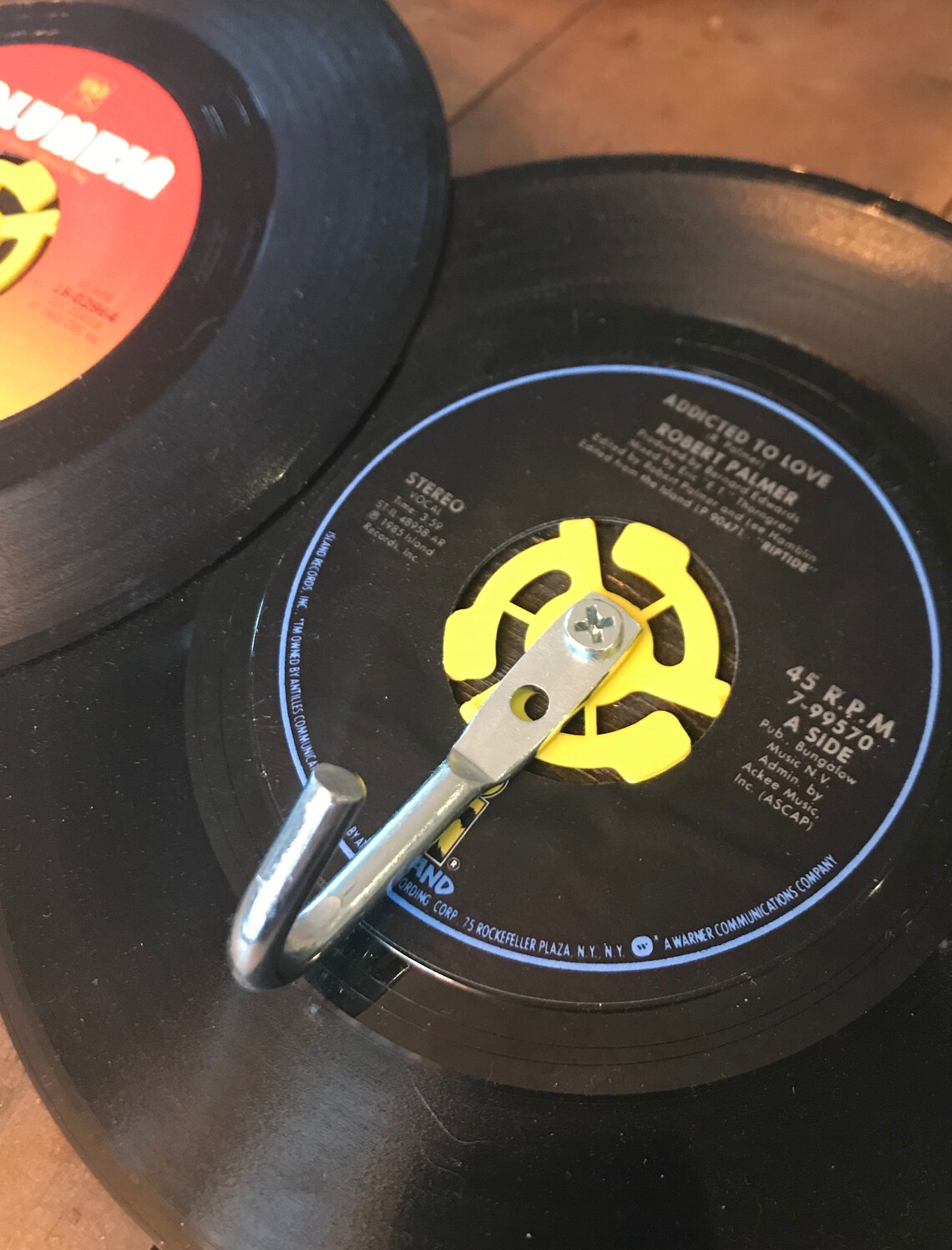 Upcycled 45 Record Rack Featuring Three 7" Vinyl Records With Heavy ...