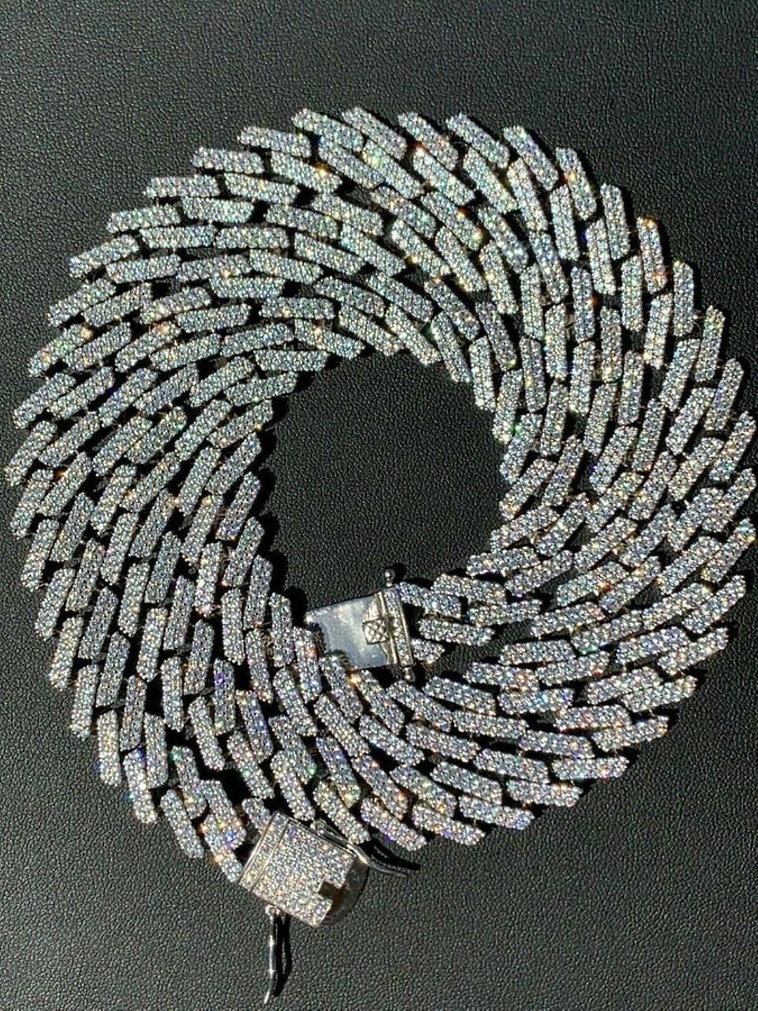 Men's Miami Cuban Prong Chain Real Iced Hip Hop Bust Down Necklace 24 ...