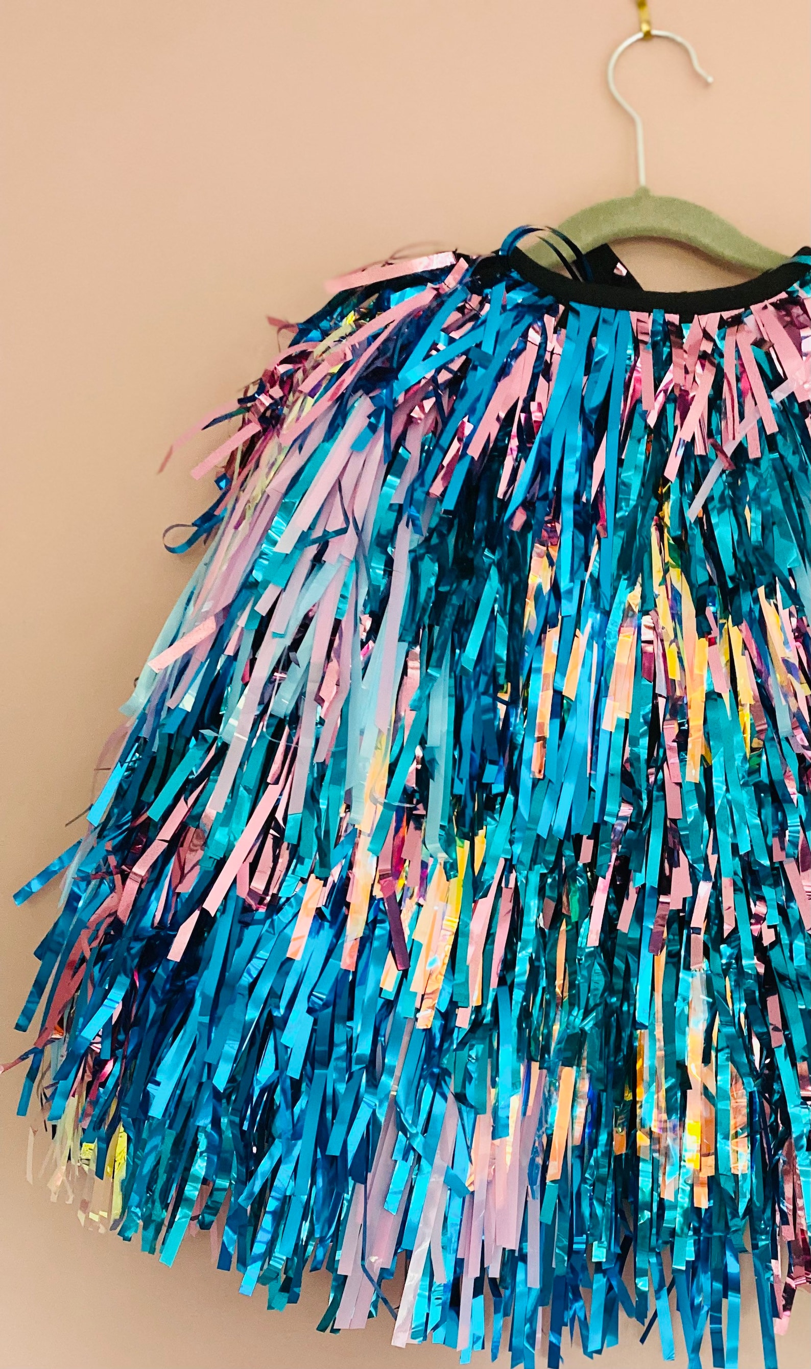 Blue & Pink Tinsel Cape, Festival Fashion, Fringe Cape, Party Cape ...
