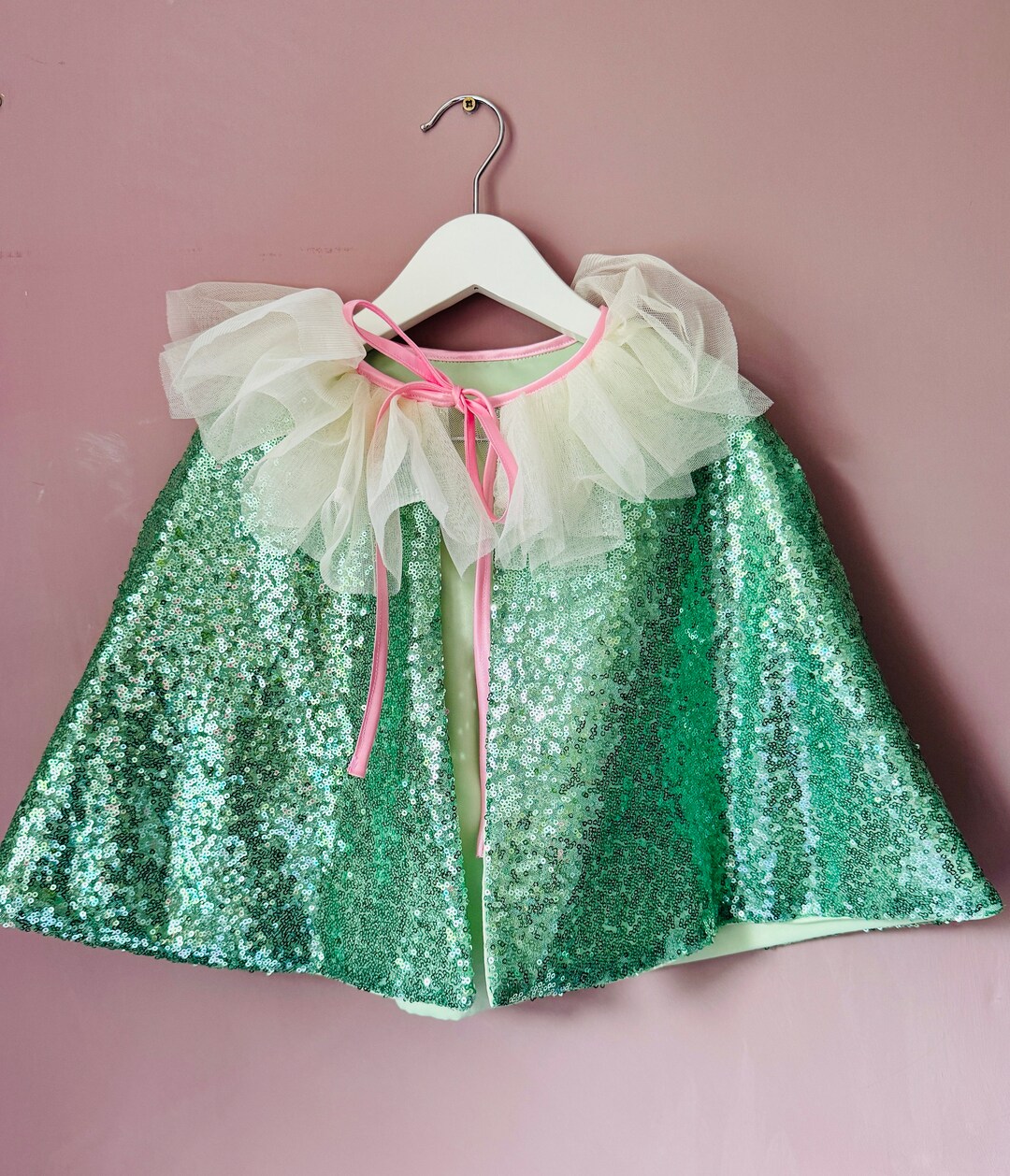 LIMITED EDITION Green Sequin & Tulle Cape | Festival Cape | Sequin Cape ...