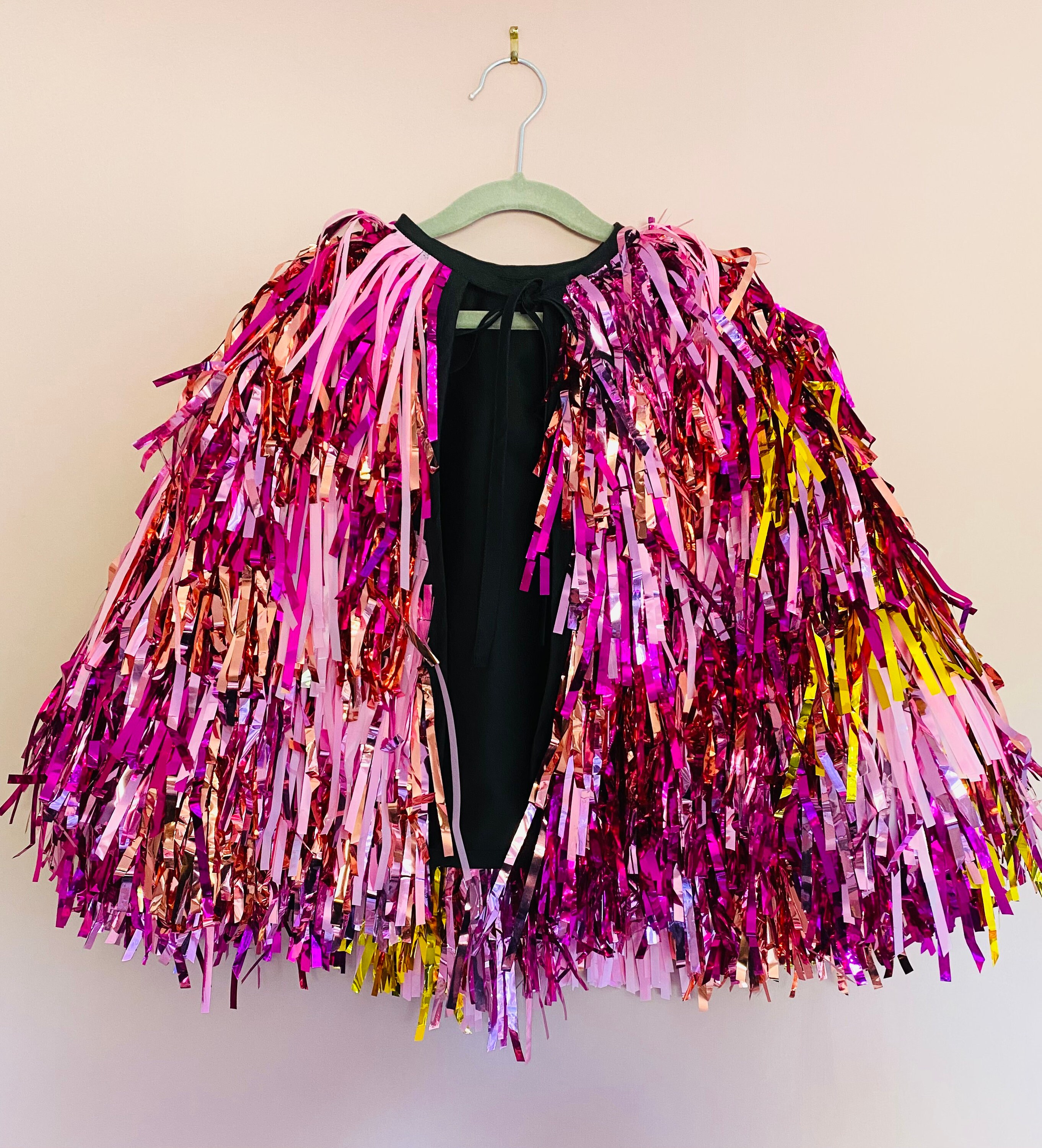 Pink Tinsel Cape, Festival Outfit, Partywear, Tinsel Fringe, LGBTQ ...