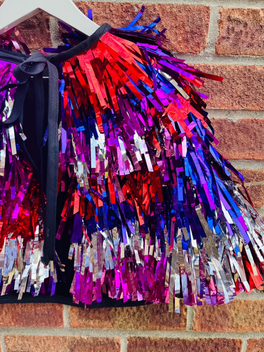 Red, Purple and Pink Tinsel Cape, Festival Fashion, Fringe Cape, Party ...