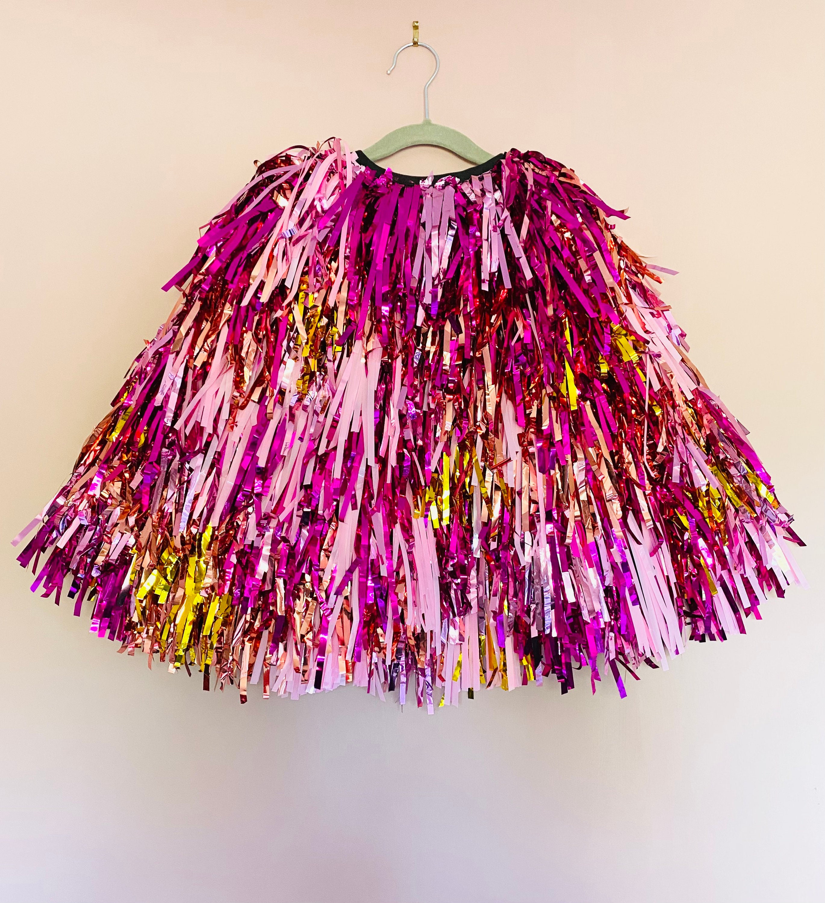 Pink Tinsel Cape, Festival Outfit, Partywear, Tinsel Fringe, LGBTQ ...