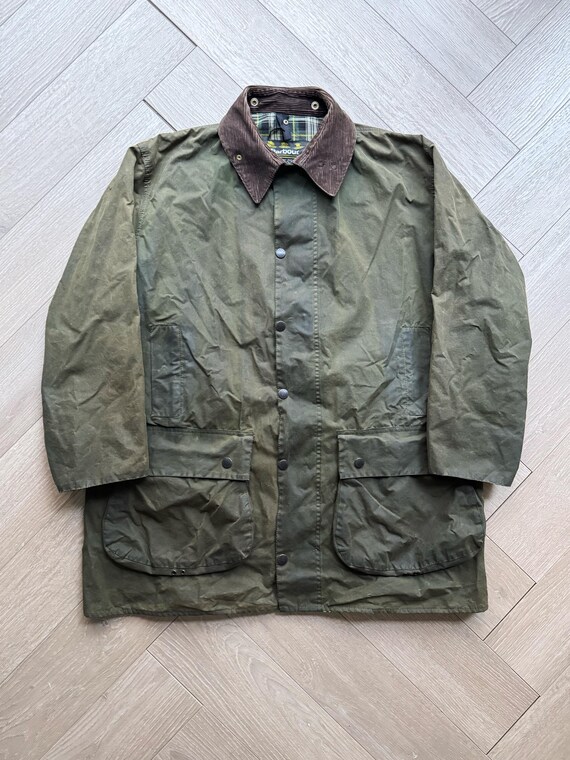 Vintage Barbour Border Wax Jacket Olive - Gem