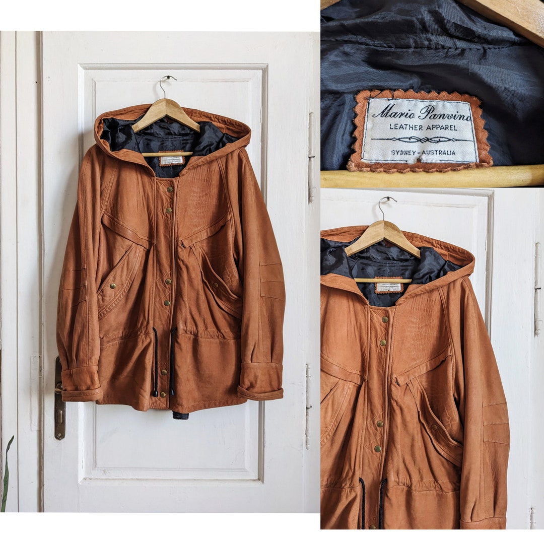 Vintage Leather Hooded Jacket Australian - Etsy