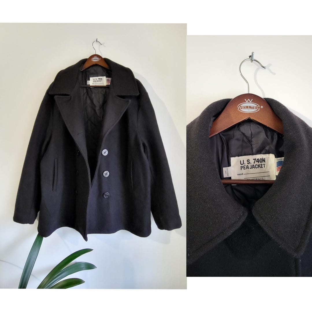 Vintage Schott 740 Pea Jacket Wool USA Double Breasted - Etsy