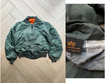 Vintage 90s Alpha Industries MA-1 USA Military Flight Jacket Bomber Jacket - Etsy