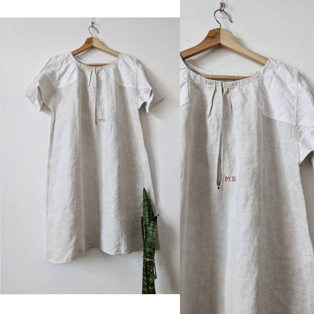Antique Women French Linen Dress Chemise - Etsy