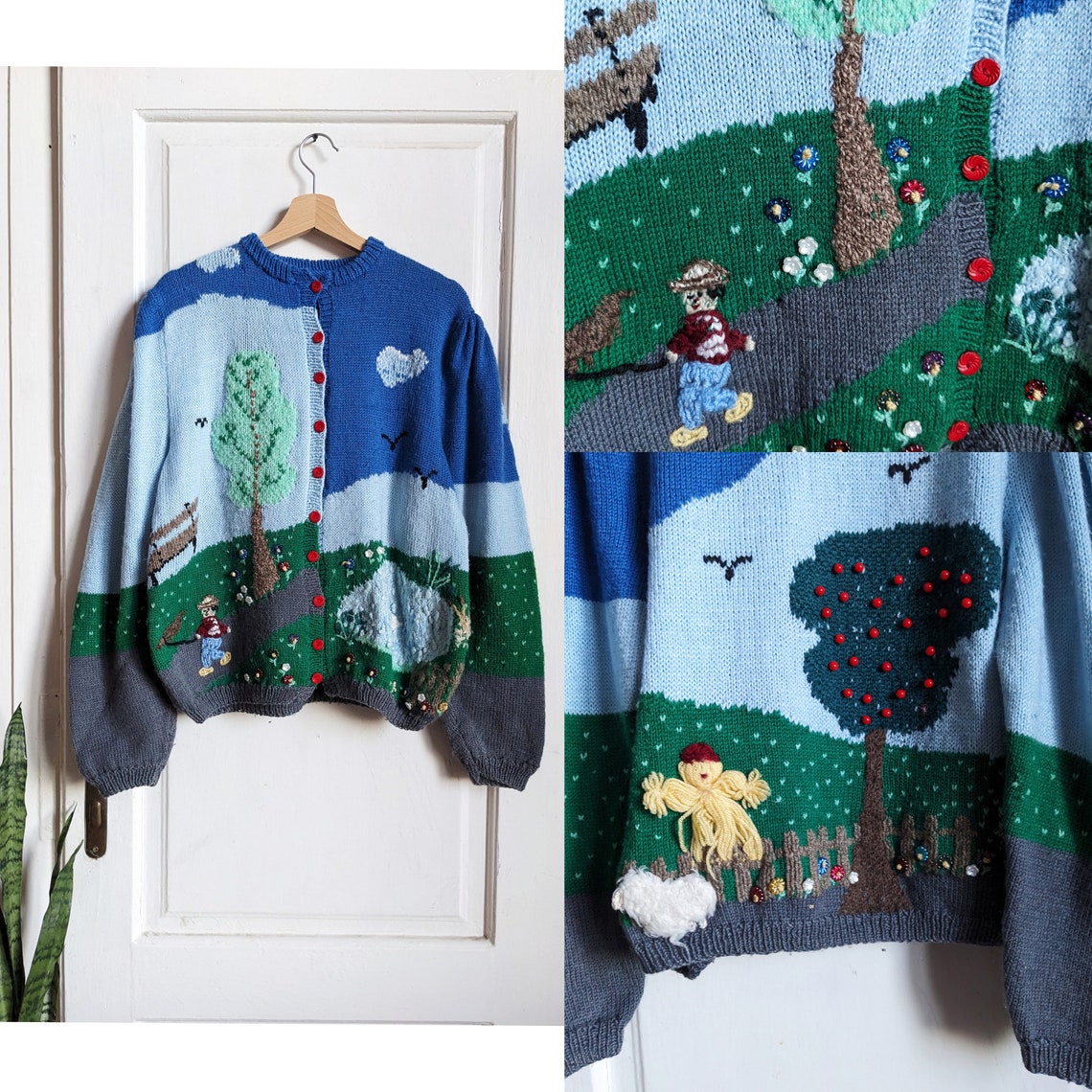 Vintage Handmade Cottagecore Cardigan | Embroidered Grandma Sweater ...