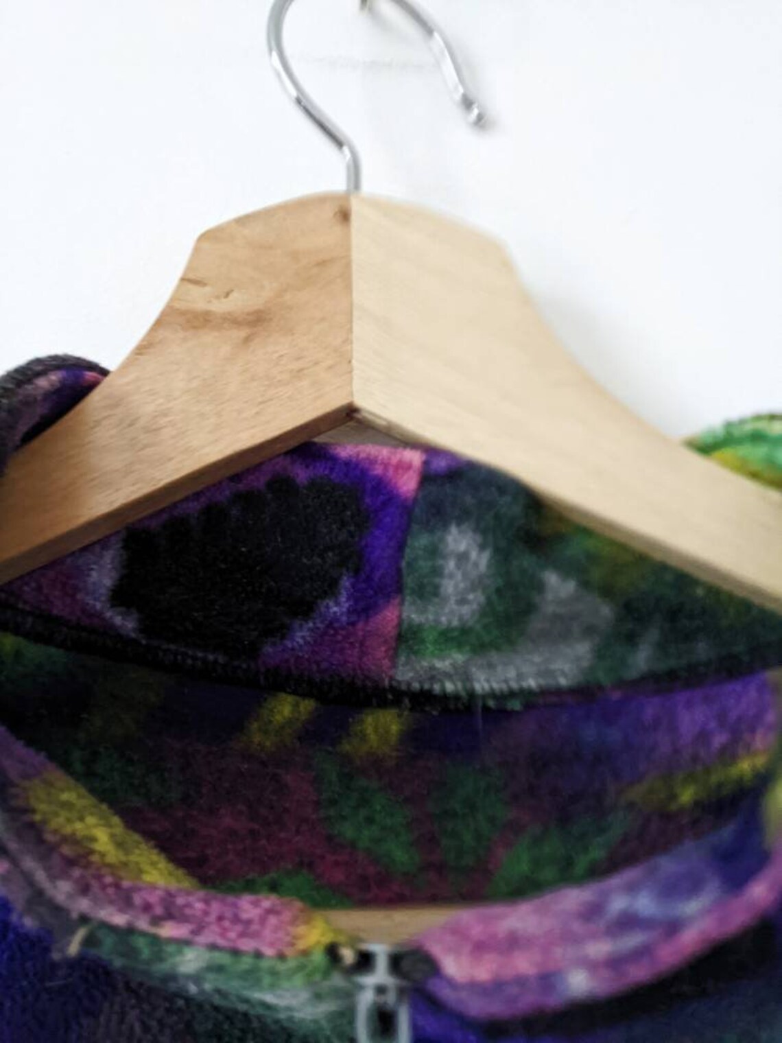 Vintage 90s Abstract Fleece Jacket | Purple Green Quarter Zip ...