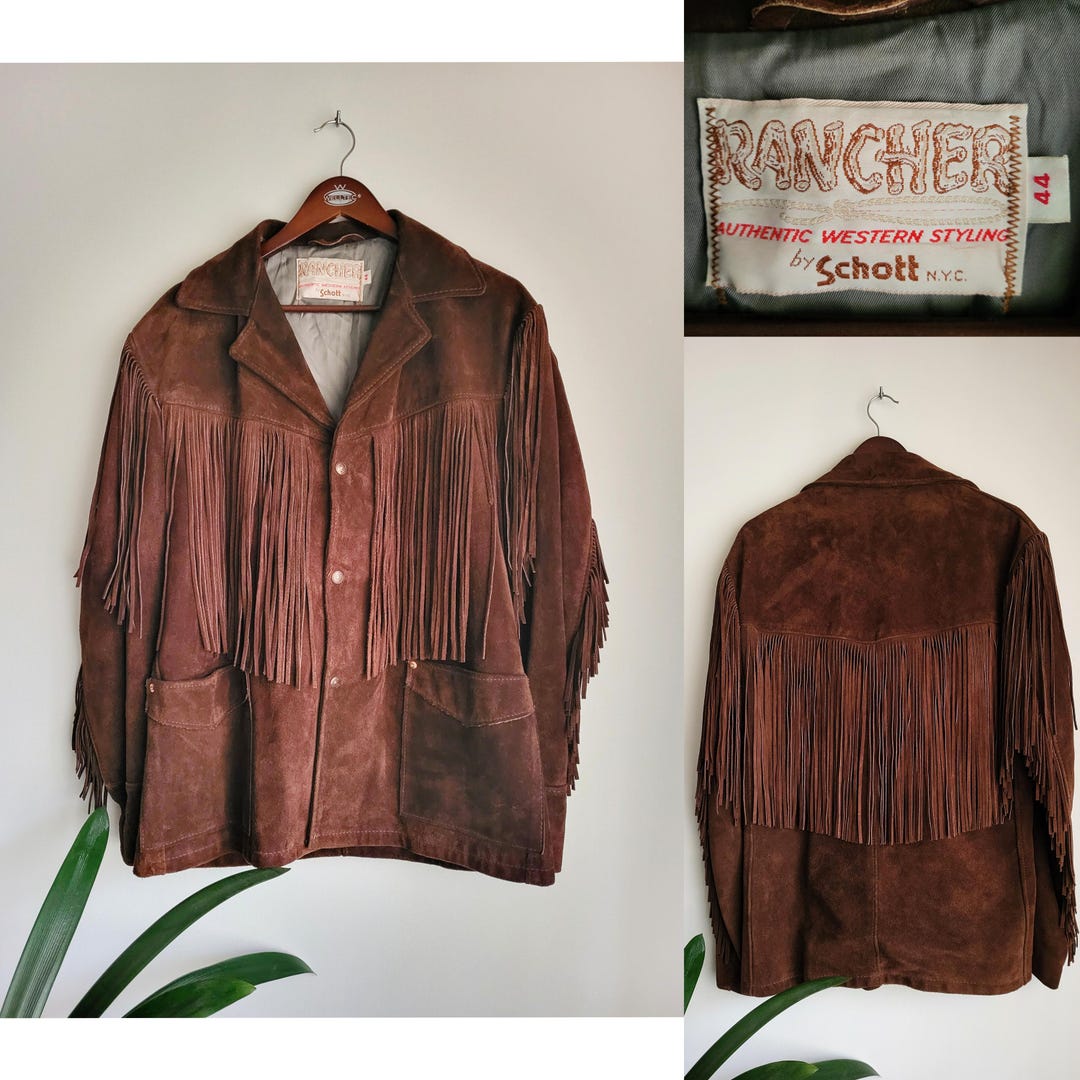Vintage 70s/80s Schott Western Rancher Fringe Suede Jacket Brown USA - Etsy