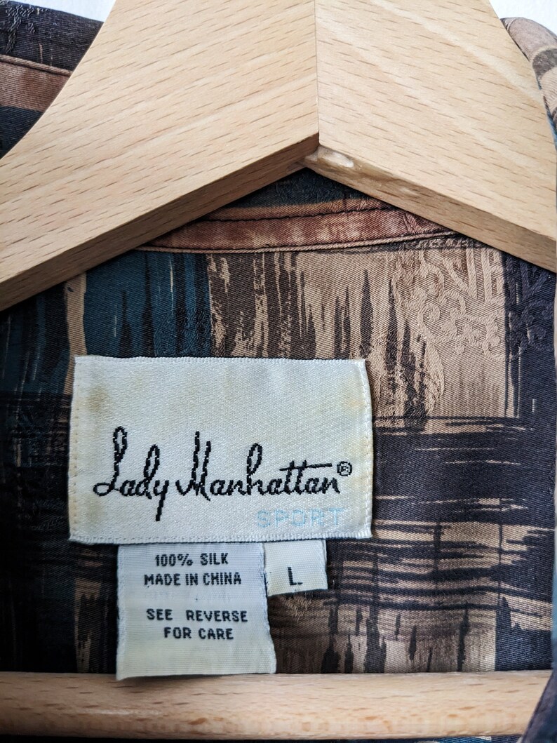 Vintage Silk Blouse Lady Manhattan 90s Geometric Printed - Etsy