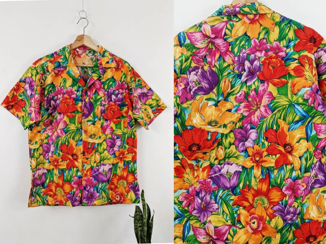 Vintage Flowers Pattern Shirt Blouses Art Multicolor Italy 80s - Etsy UK