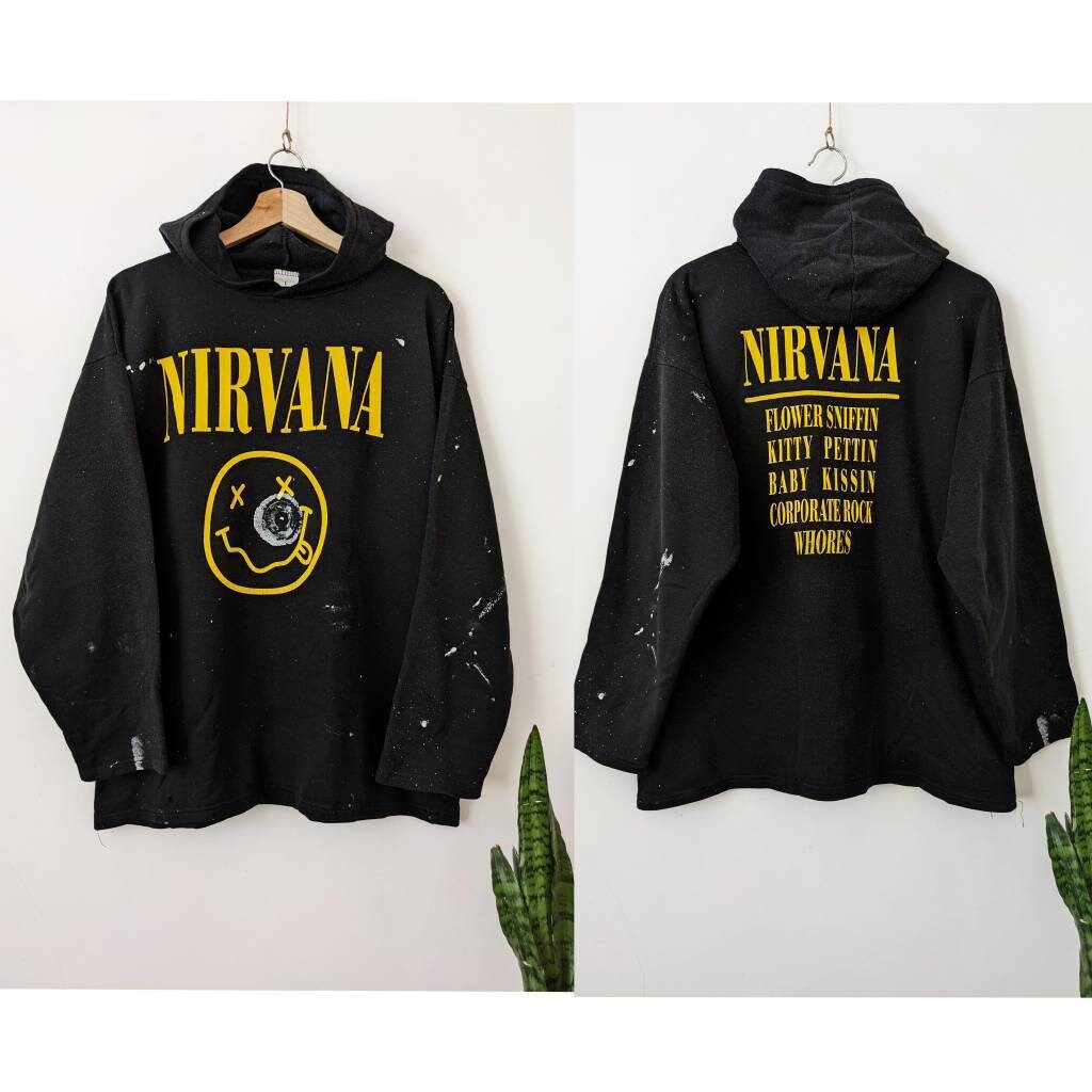 Vintage Nirvana Smiley Face Merch Hoodie Double Side Rare Vintage Nirvana Smiley Face Merch Hoodie Double Side Rare