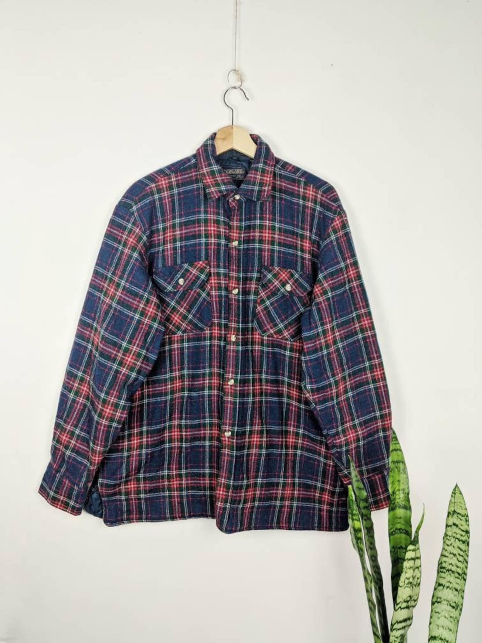 Woodland Overshirt Jacket Wool Flannel Shirt Checked Korea - Etsy