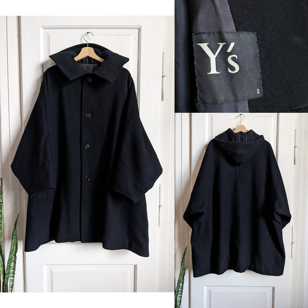 Vintage Yohji Yamamoto Y's Wool Hooded Coat Oversize Avantgarde Japan ...