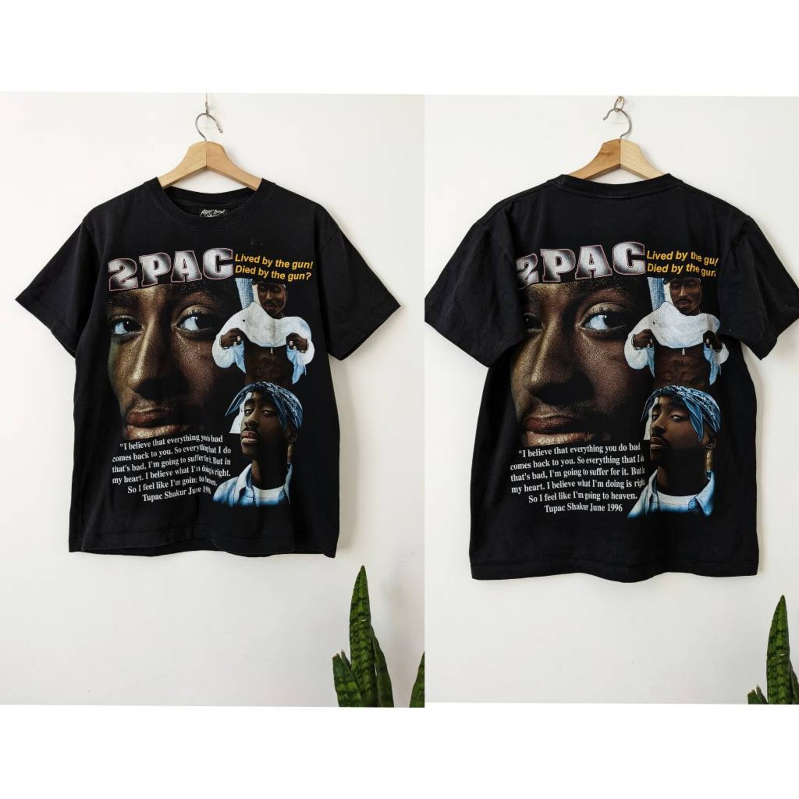 Vintage 2 Pac Shakur Merch T-shirt Overprint Tupac - Etsy