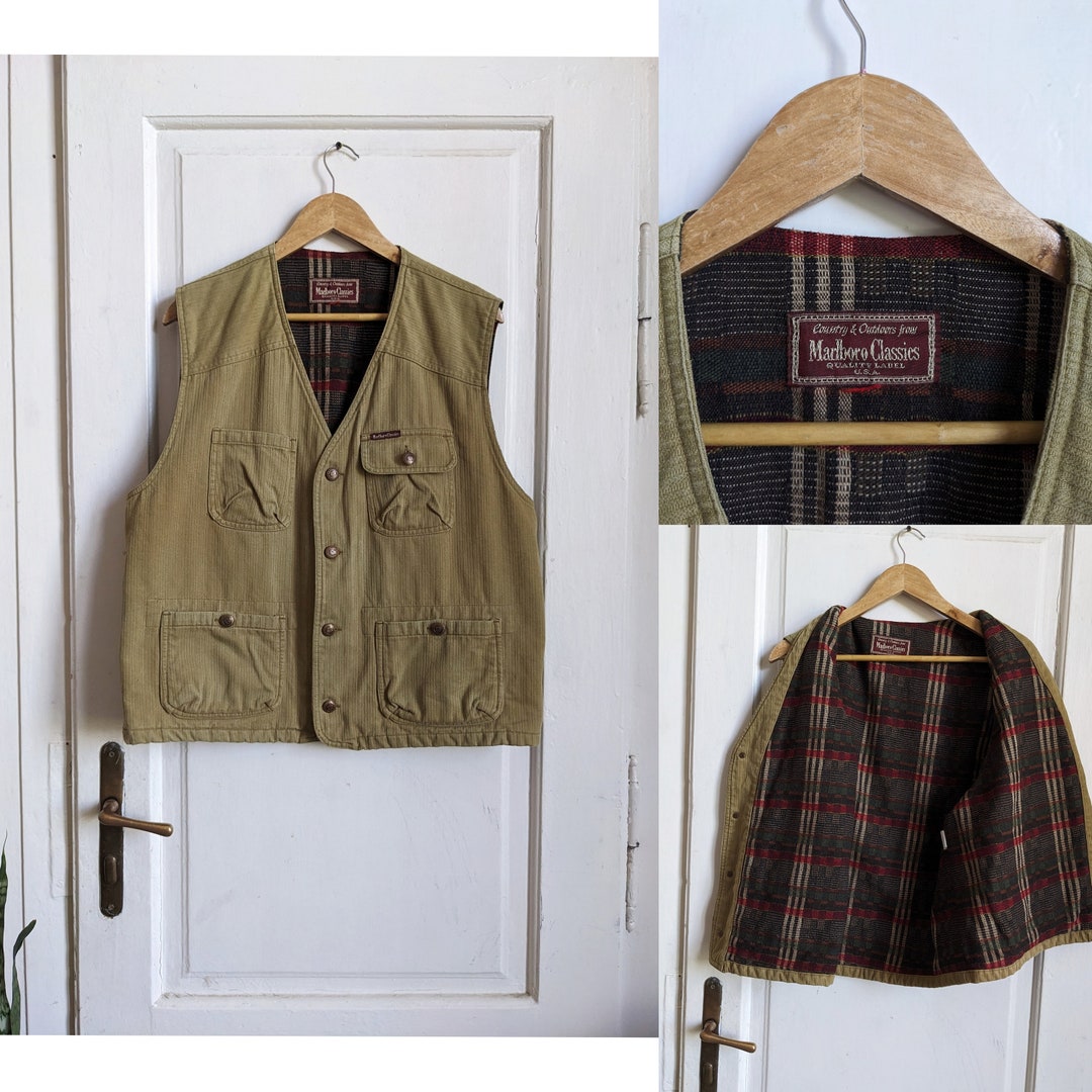 Vintage Marlboro Classics Vest Canvas Wool Lined - Etsy