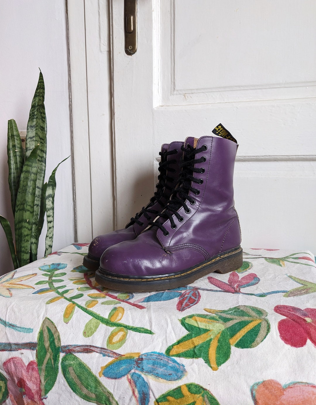 Vintage Dr. Martens Purple Boots England 10 Holes Doc Martens - Etsy