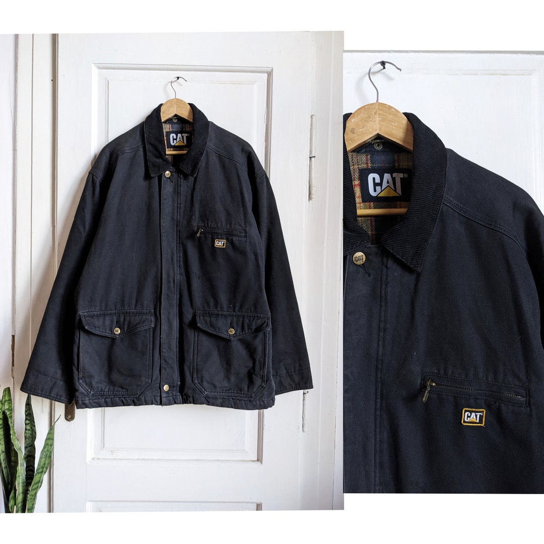 Vintage CAT Caterpillar Workwear Jacket Canvas Lining Plaid Jacket ...