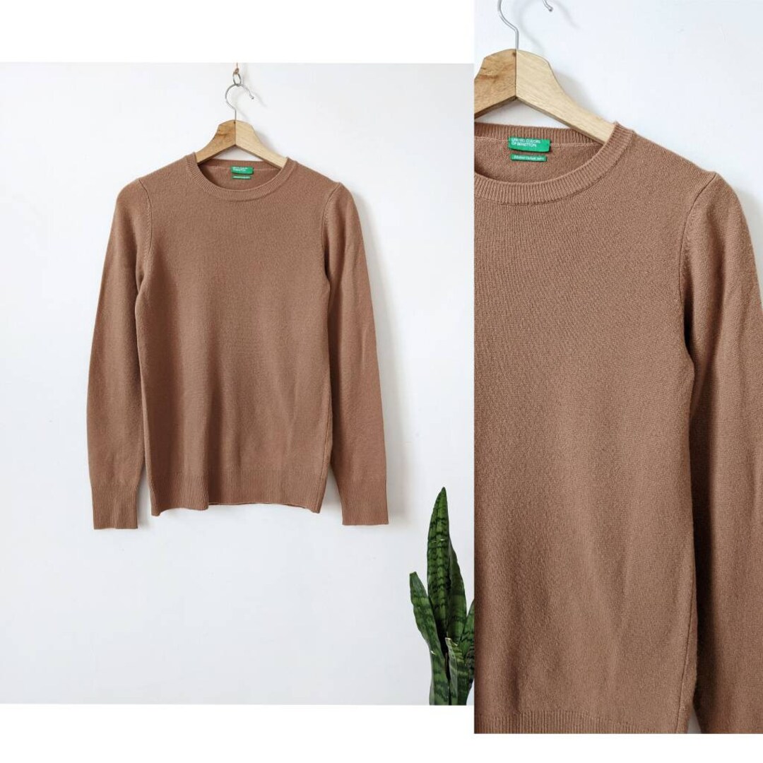 Beige Wool Sweater United Colors of Benetton Merino Wool Jumper - Etsy