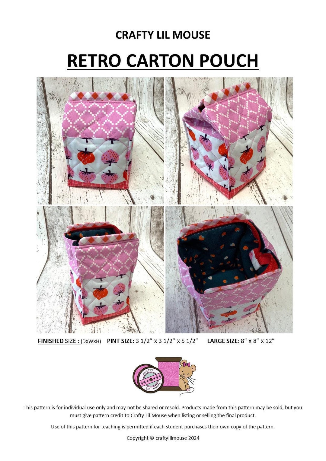 Retro Carton Pouch Sewing Pattern - Etsy