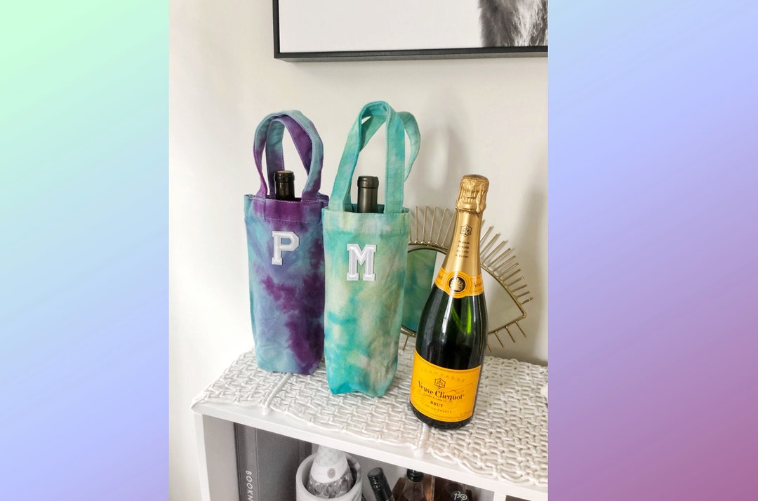 Tie-dye Wine Tote: Personalized BYOB Cotton Canvas Bag - Etsy