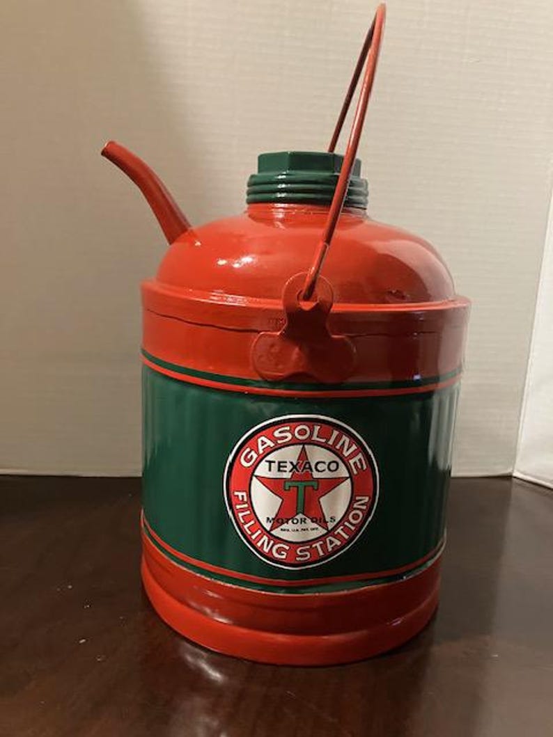TEXACO Vintage Dome Top GAS Kerosene CAN Station Coal Oil 1 Gallon ...