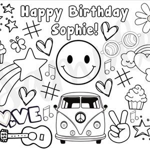 Customizable Groovy Birthday Printable, Peace Party, Hippie, Love - Etsy