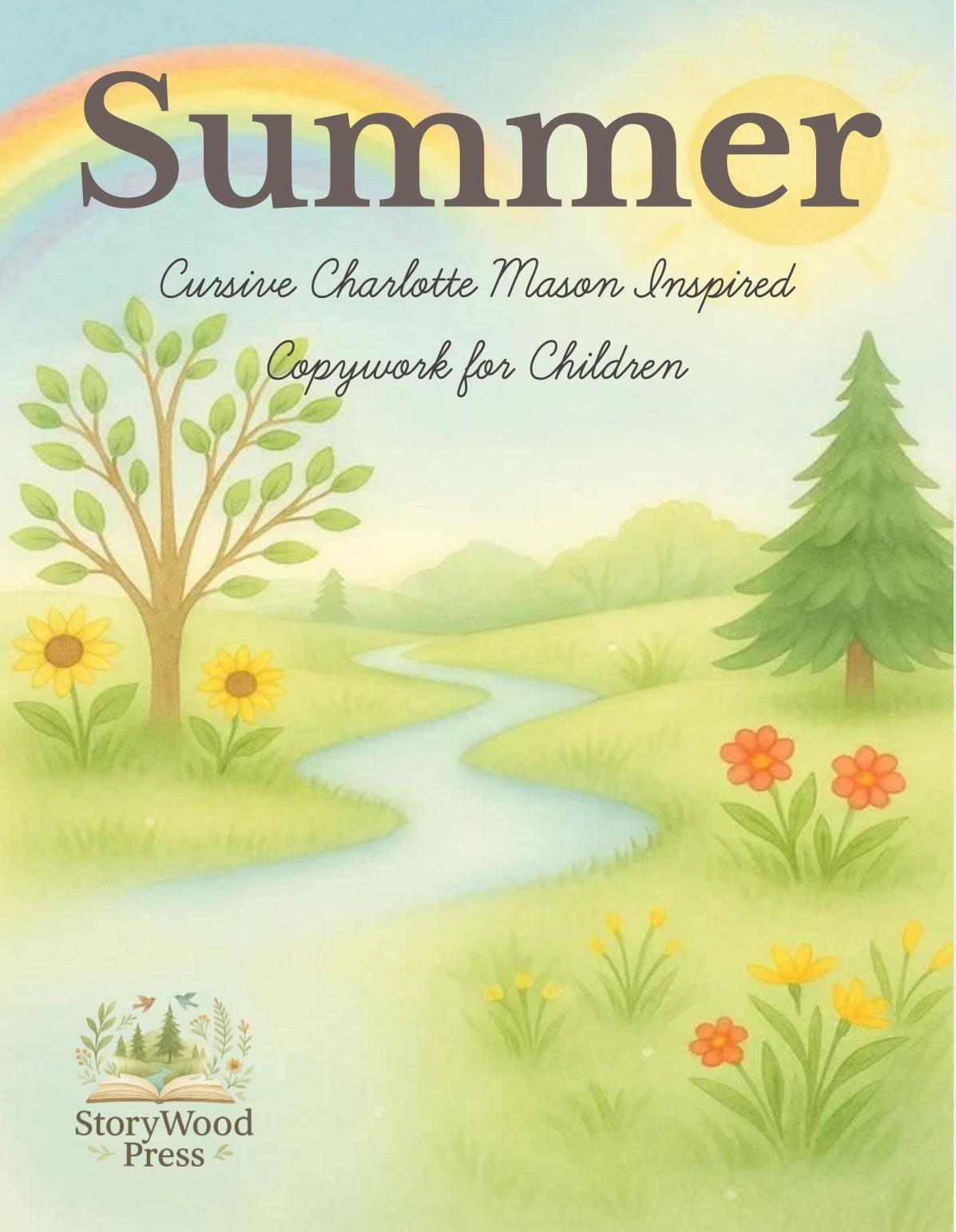 Cursive Summer Copywork Workbook: Charlotte Mason Inspired Handwriting ...
