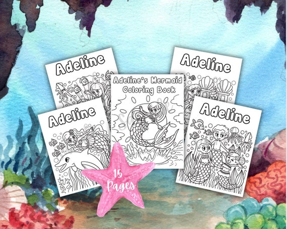 Set of 15 Customizable Mermaid Coloring Pages Mermaid - Etsy