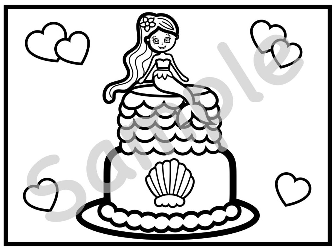 Set of 4 Custom Mermaid Birthday Party Coloring Pages - Etsy