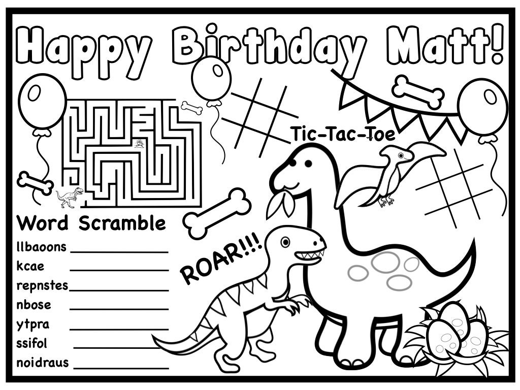 Set of 3 Customized Dinosaur Birthday Printables - Etsy
