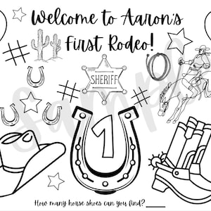 Customizable First Rodeo Birthday Printable Coloring Page, Cowboy Party ...