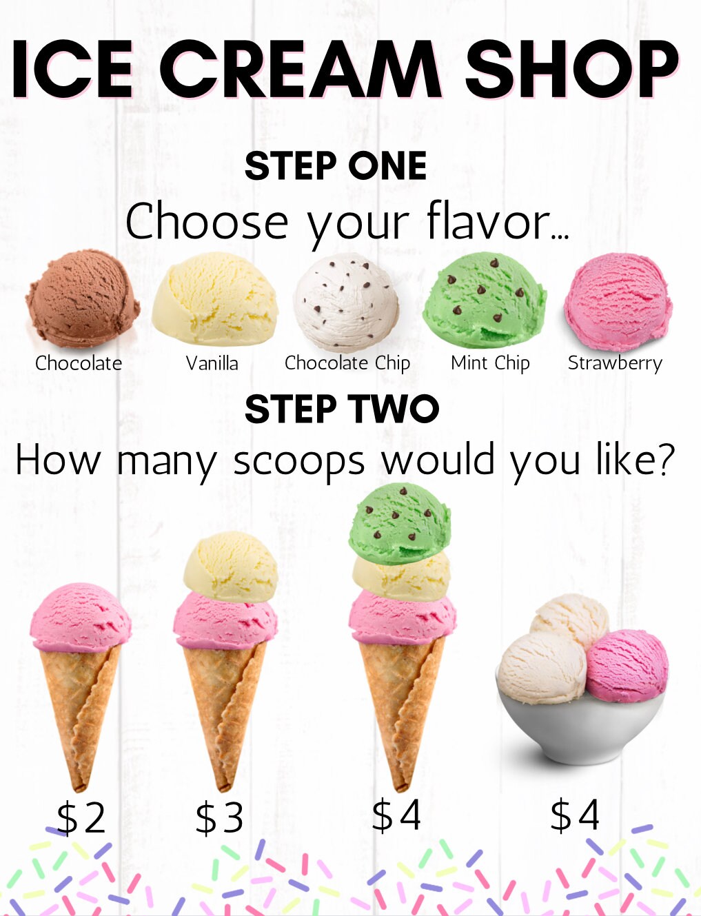 Ice Cream Shop Pretend Play Printable Dramatic Play Ice Cream Etsy