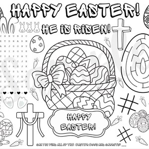 Instant Download Easter Printable Coloring Page He is Risen Activity ...