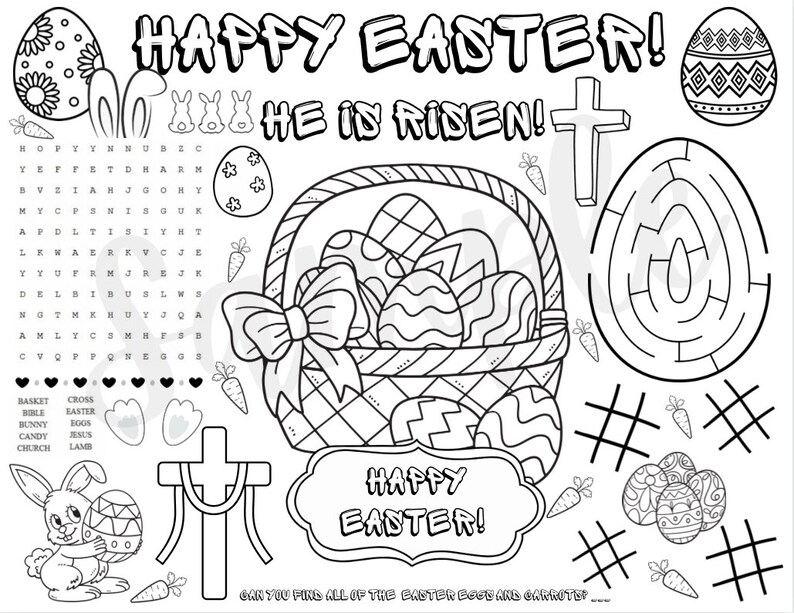 Instant Download Easter Printable Coloring Page He is Risen Activity ...