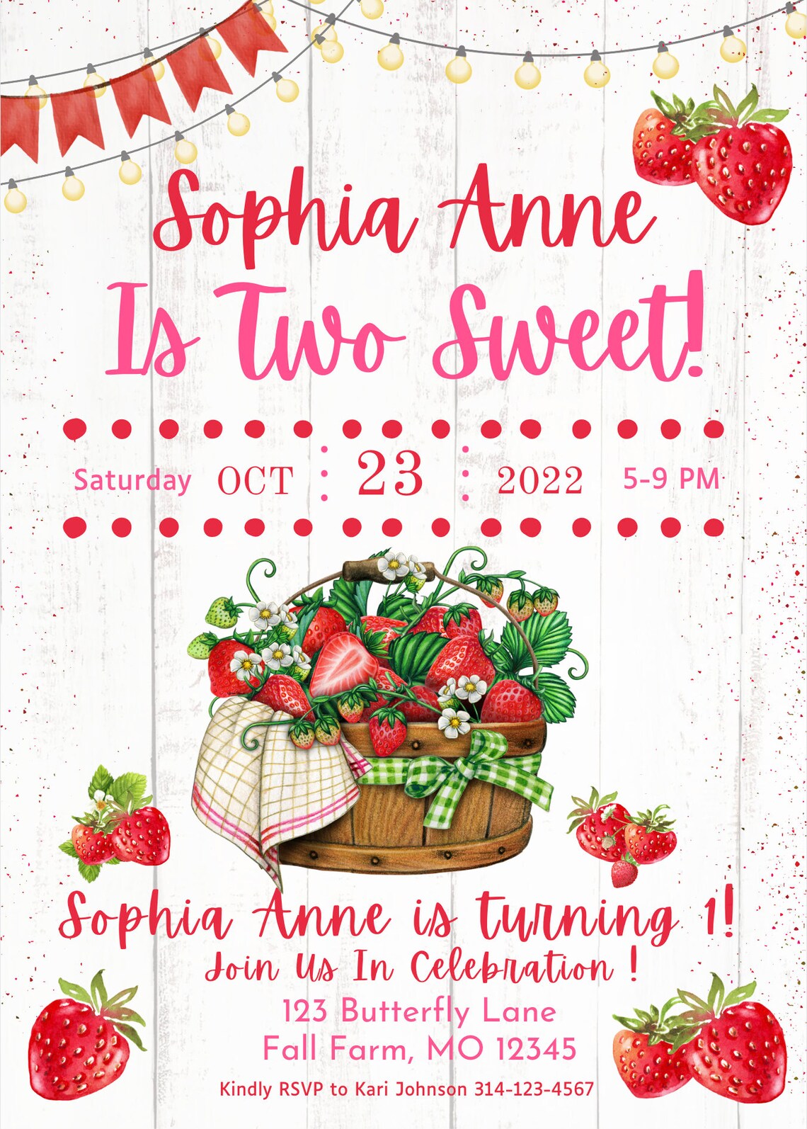 Customizable Two Sweet Party Invitations, Second Birthday Invitations ...