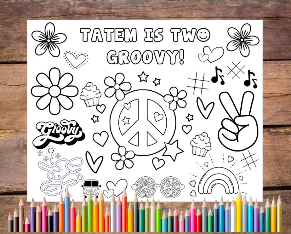 Customizable Two Groovy Printable Coloring Page - Etsy